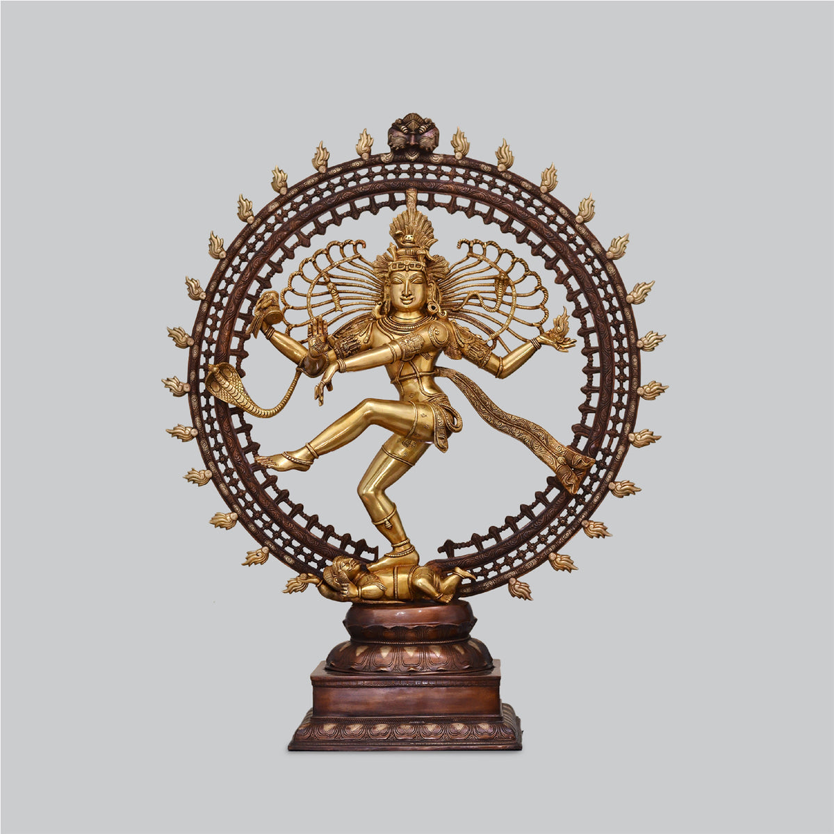 The Bombay Store Brass Natraj in Double Ring with 3 Tone Finish 47 in