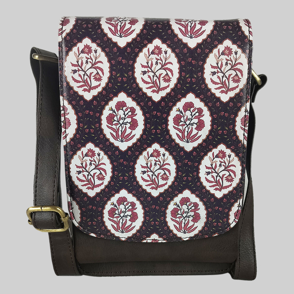 The Bombay Store Mughal Floral Faux Leather Rectangle Sling Bag