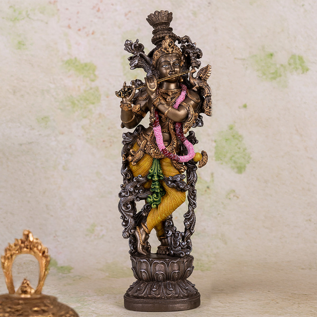 The Bombay Store Resin Krishna Standing in Bronze Finish 14 in