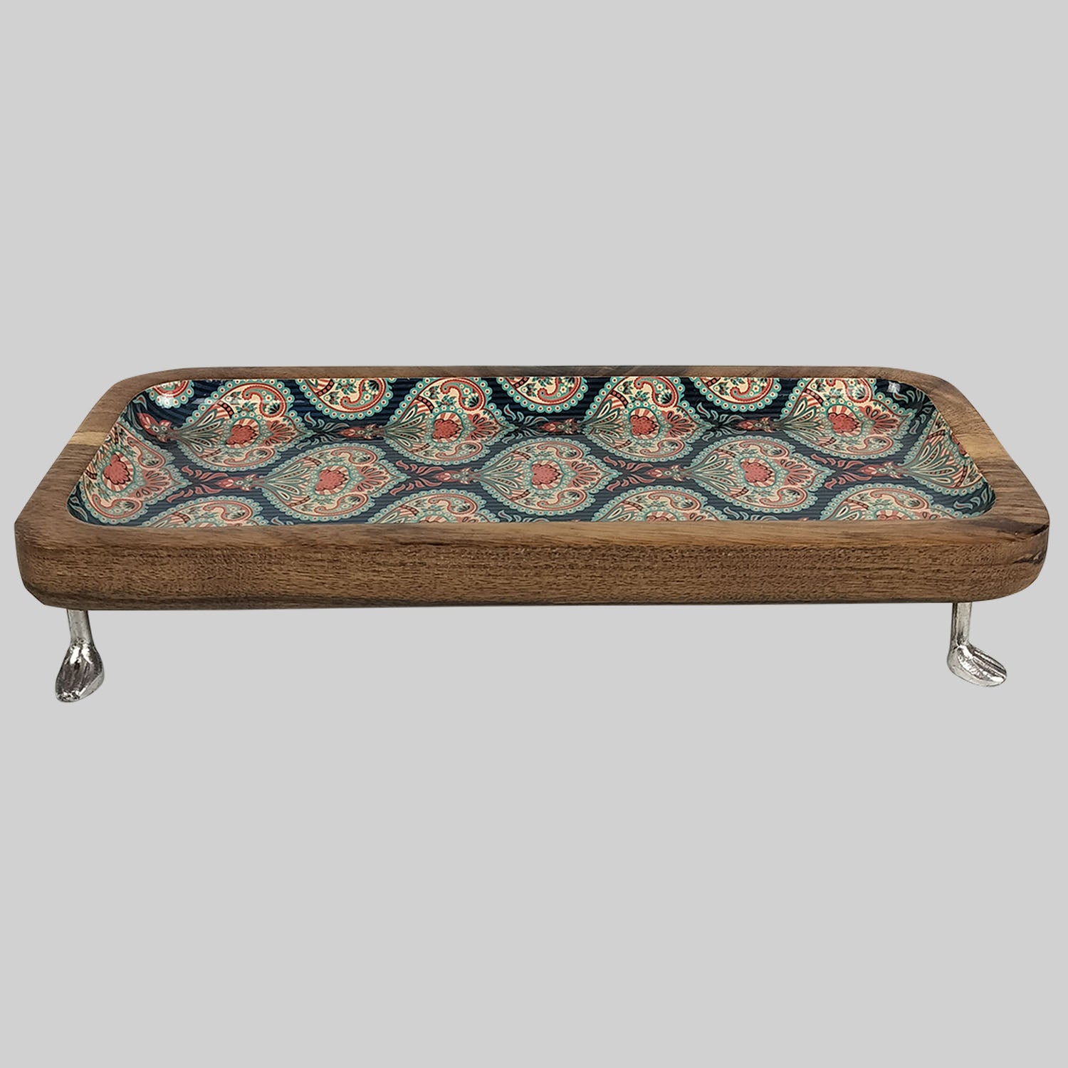 The Bombay Store Wooden Rectangle Platter with Leg 12 in x 5 in