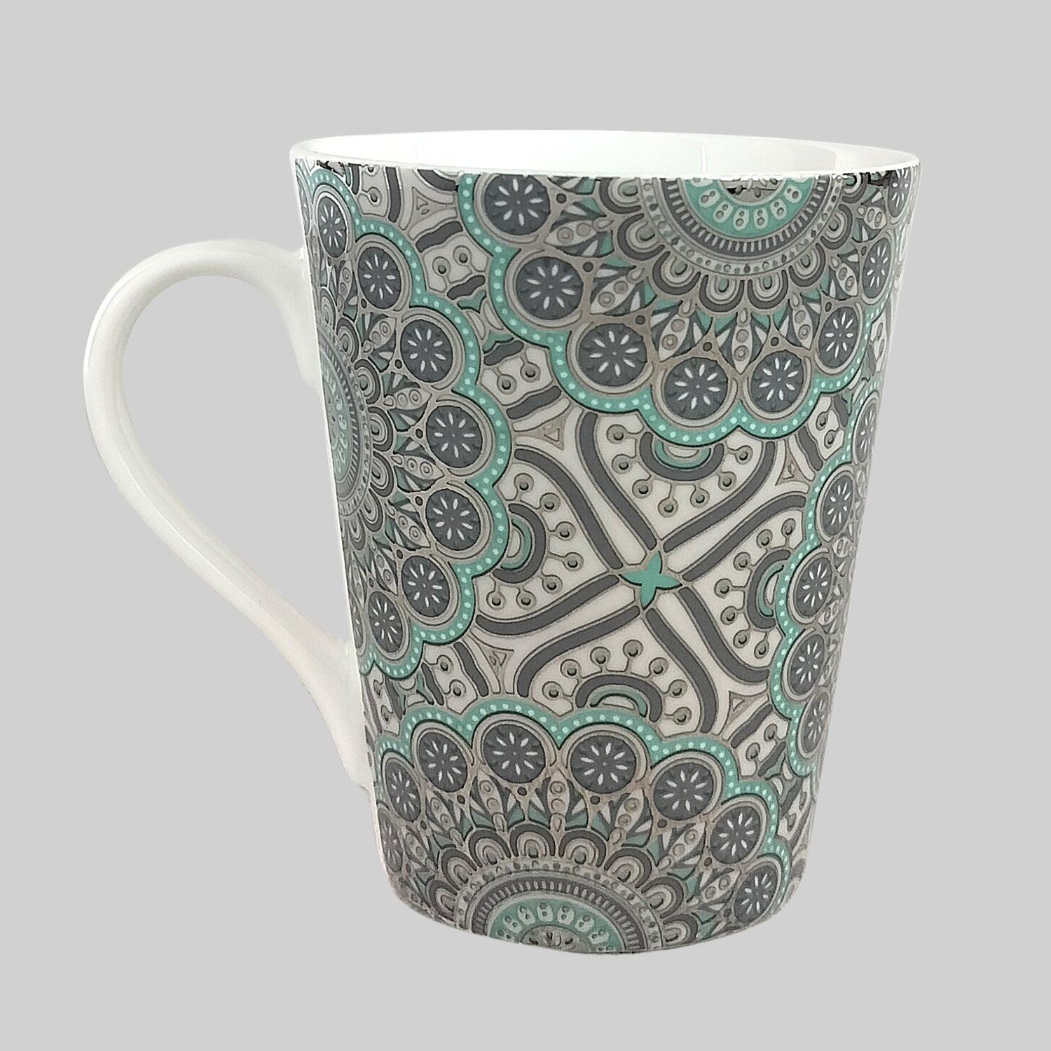 The Bombay Store Mint Silver Coffee Mug with Silver Foiling 340 ml