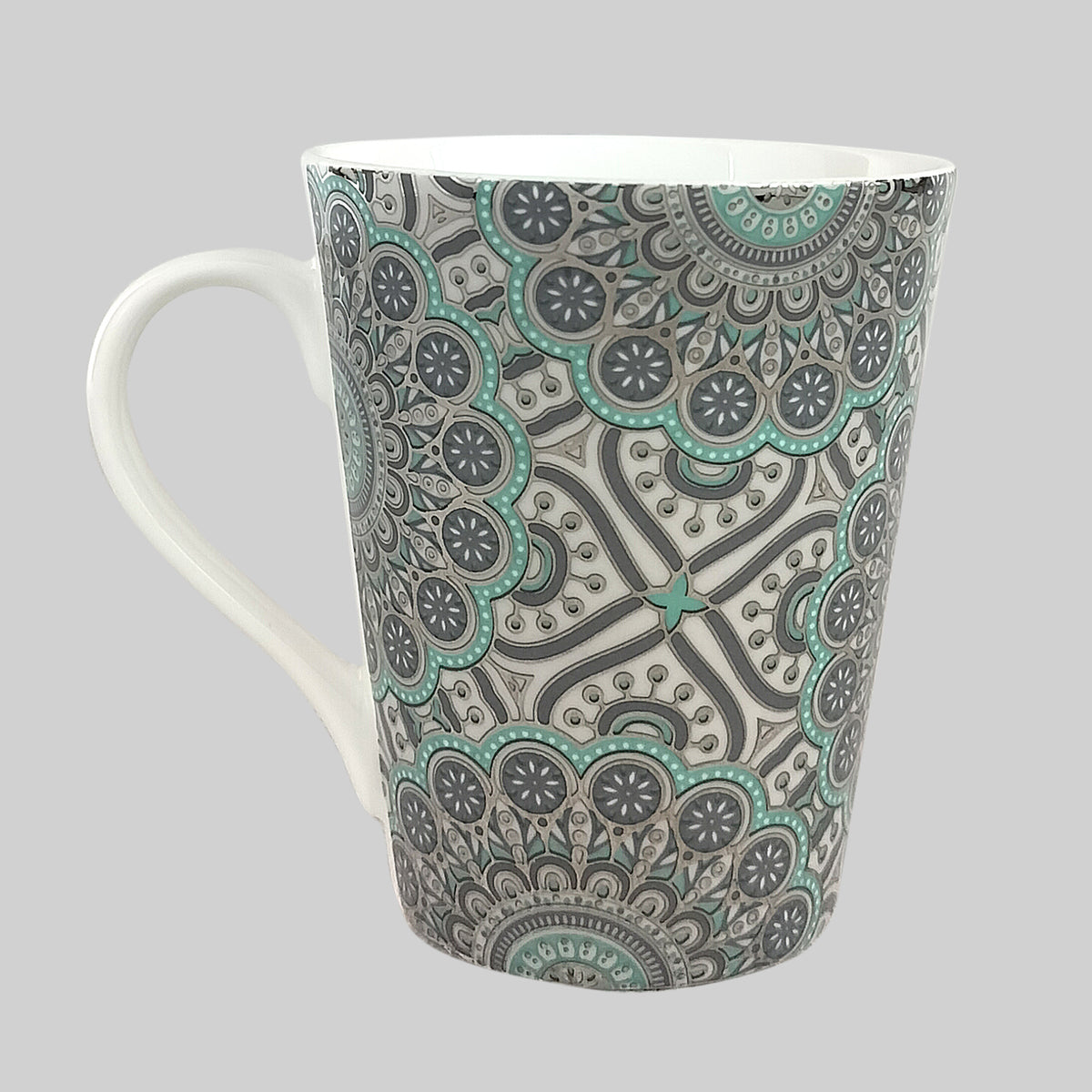 The Bombay Store Mint Silver Coffee Mug with Silver Foiling 340 ml