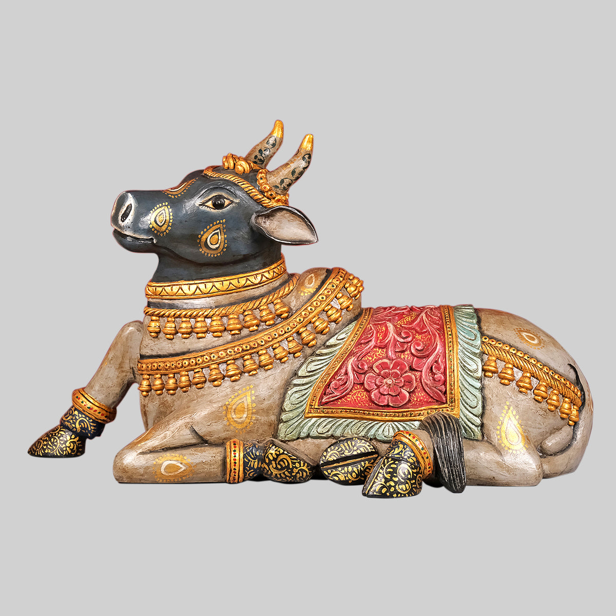 The Bombay Store Wood Hand Painted Nandi 20 in