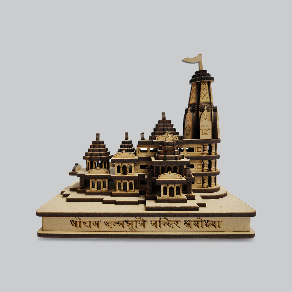 The Bombay Store MDF Wood Shri Ram Mandir Ayodhya Replica 5 in