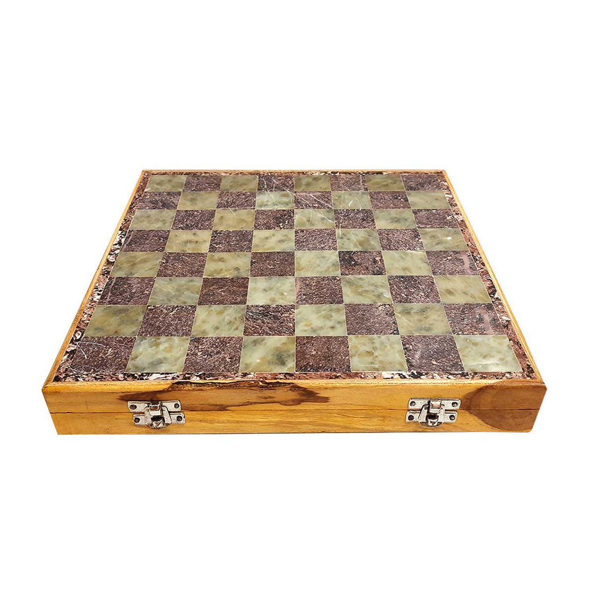 The Bombay Store Wooden Chess Set with Softstone Top and Foam Tray