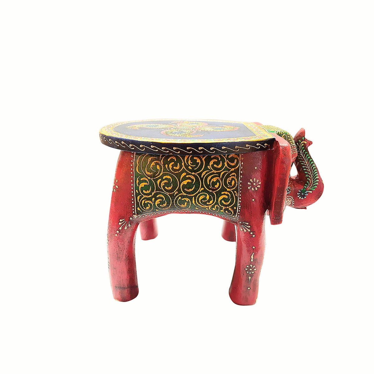 The Bombay Store Wooden Handpainted Elephant Table