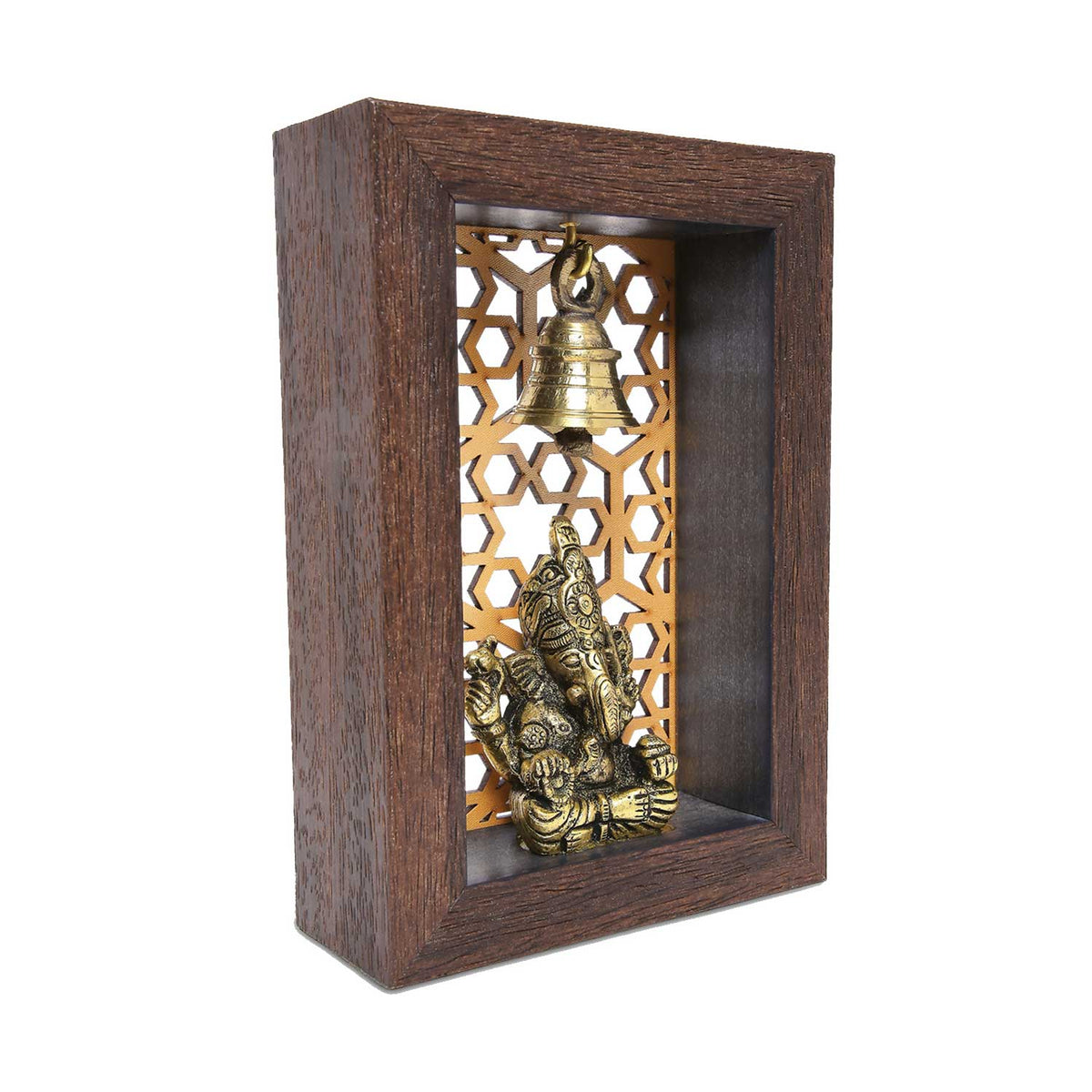 The Bombay Store Wooden Temple Frame with Ganesha and Jaali Pattern