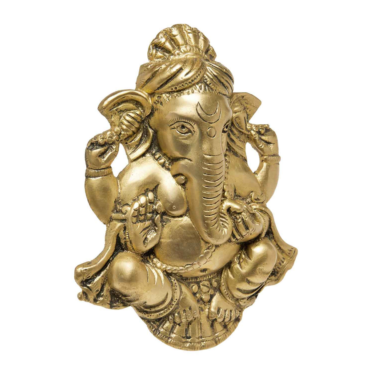 The Bombay Store Brass Ganesh with Turban Wall Hanging