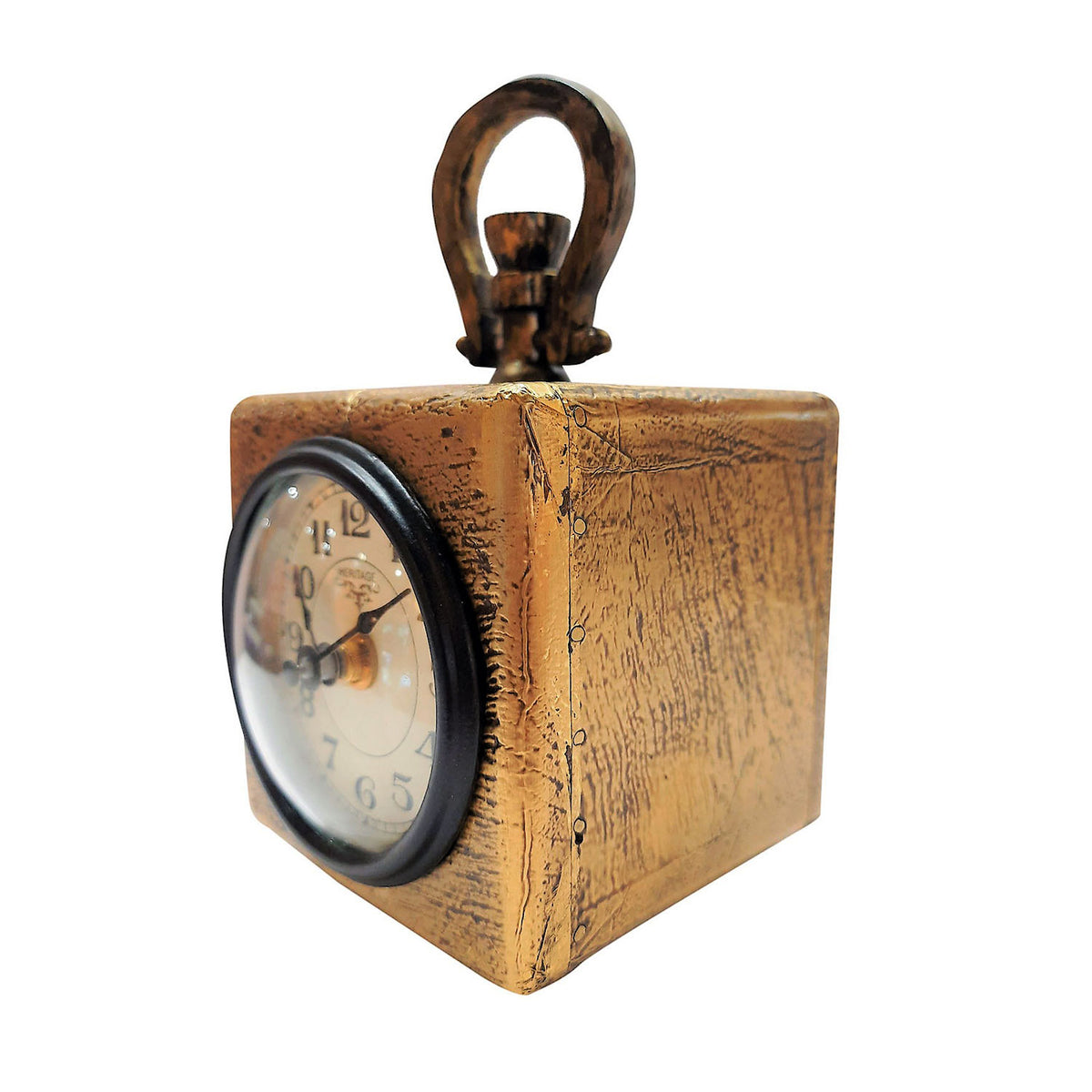 The Bombay Store Wooden Table Clock Dice Shape 4 in