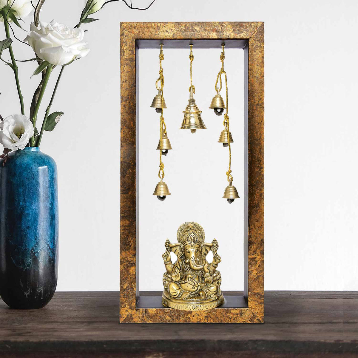The Bombay Store Wooden Long Temple Frame with Ganesha